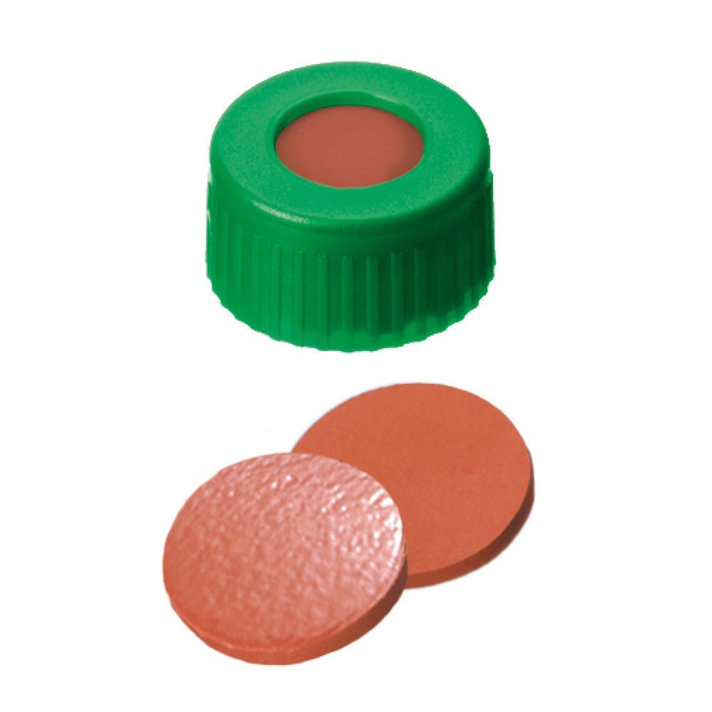Genetec - Screw Cap (Green) 9 mm, Nat.Rubber/TEF Septa - Caps - Vials ...